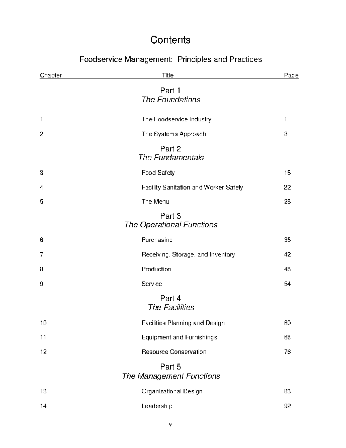 Chapters questions NREC3107 - v Contents Foodservice Management ...