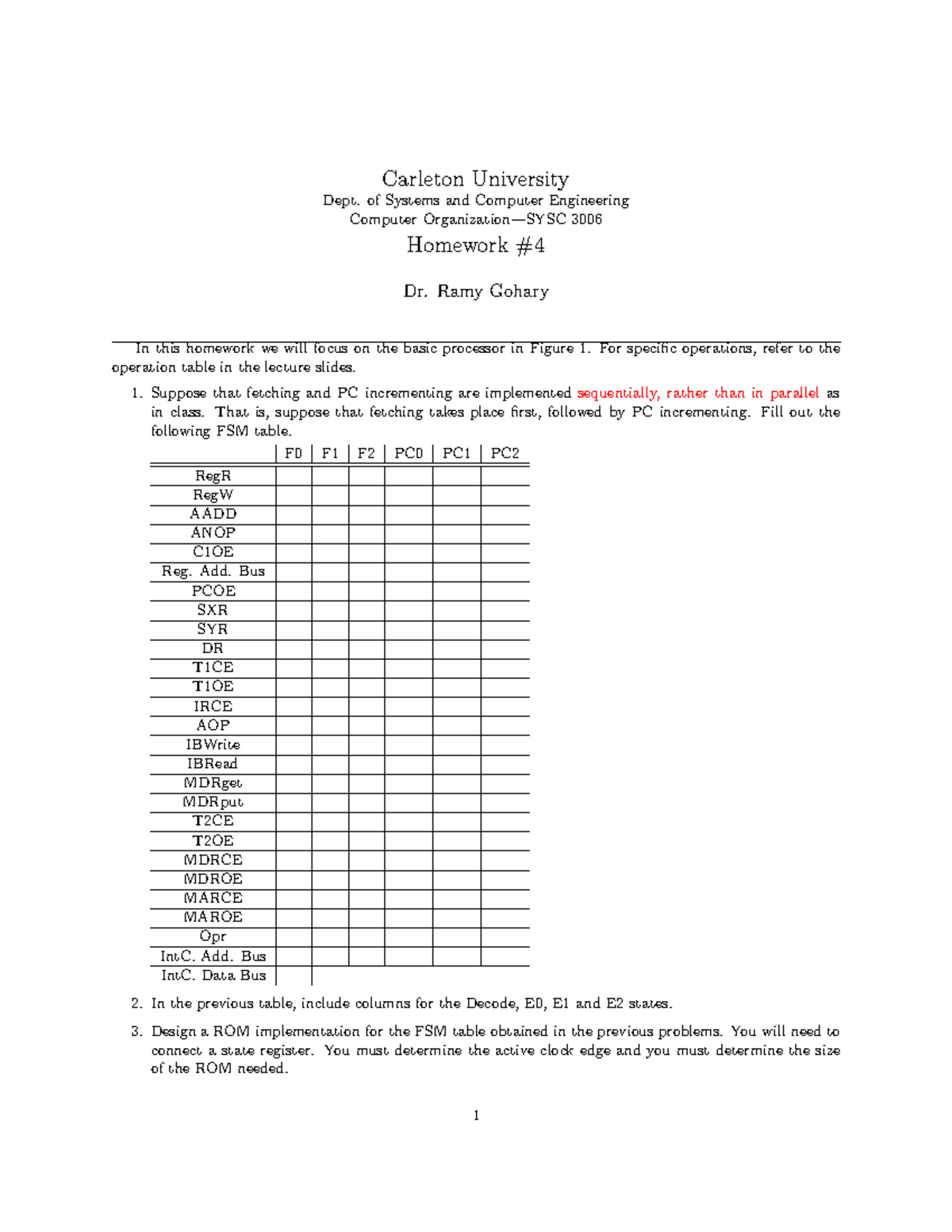 Homework 4 - Carleton University Dept. of Systems and Computer ...