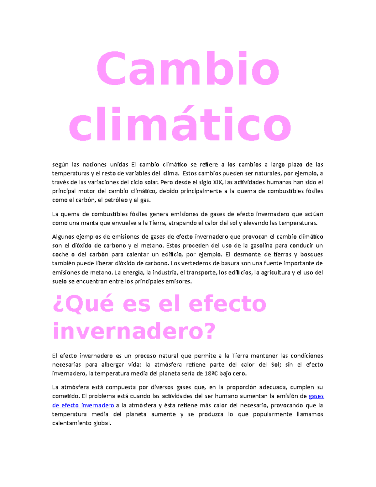 Cambio climático - Cambio climático según las naciones unidas El cambio ...