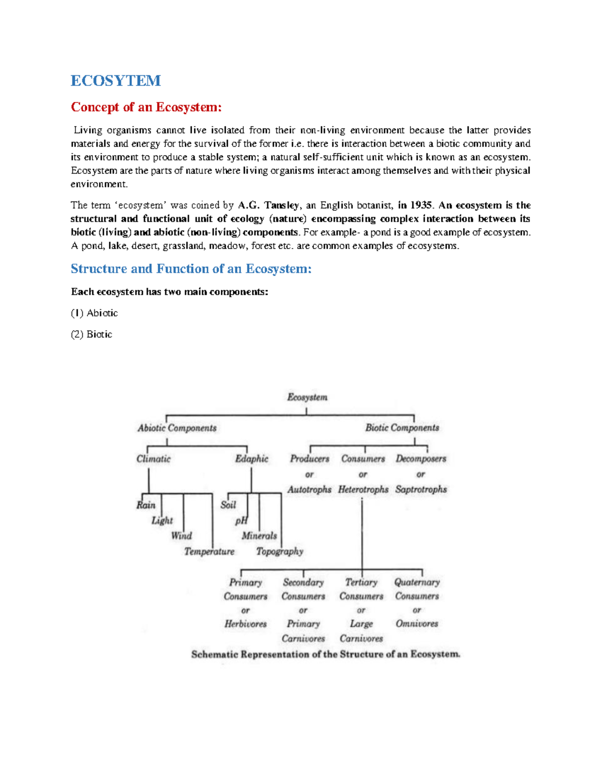 Unit 2 Ecosystem - UNIT 2 - ECOSYTEM Concept of an Ecosystem: Living ...