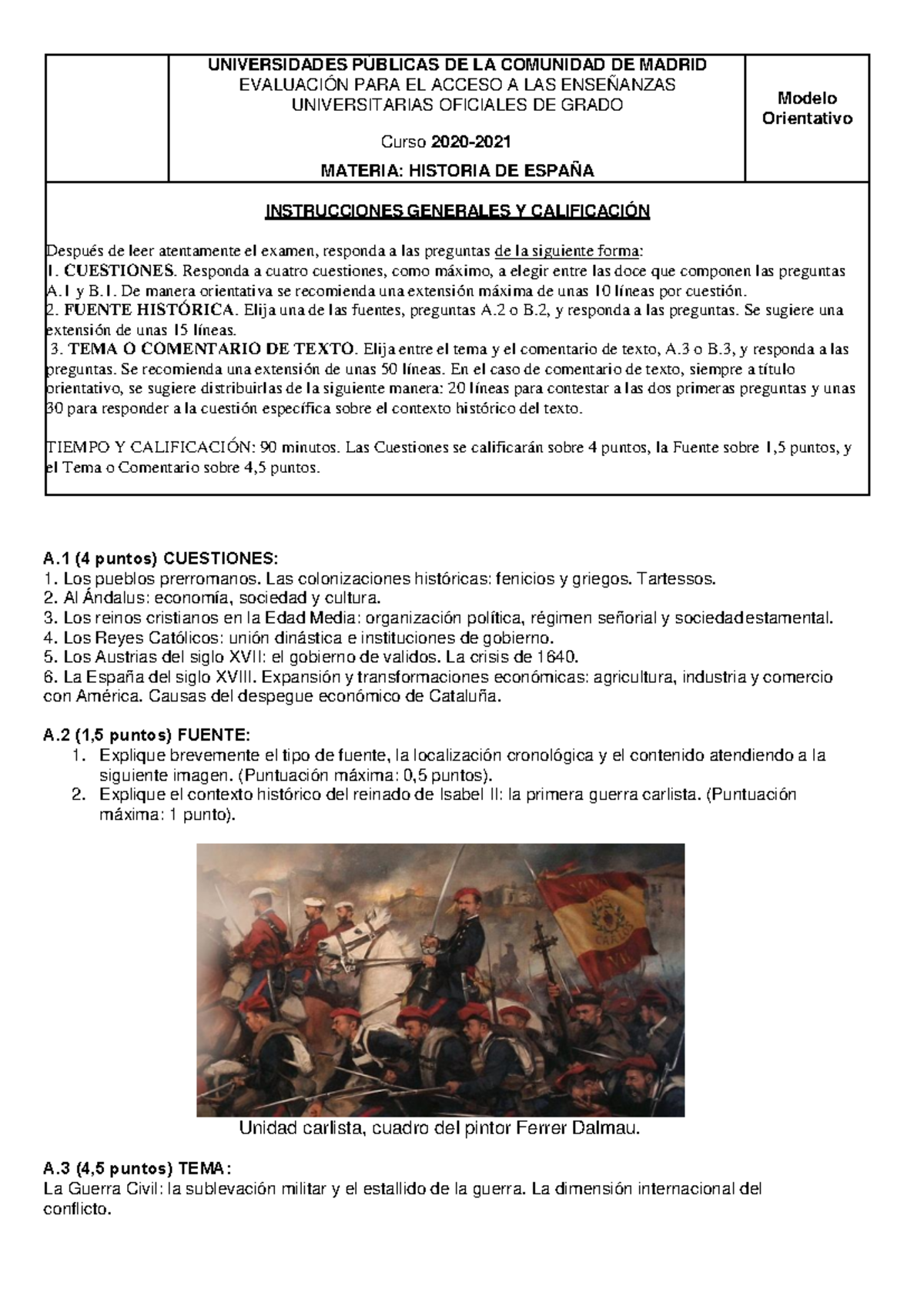 2020-2021 Modelo examen Historia de España - ULL - Studocu