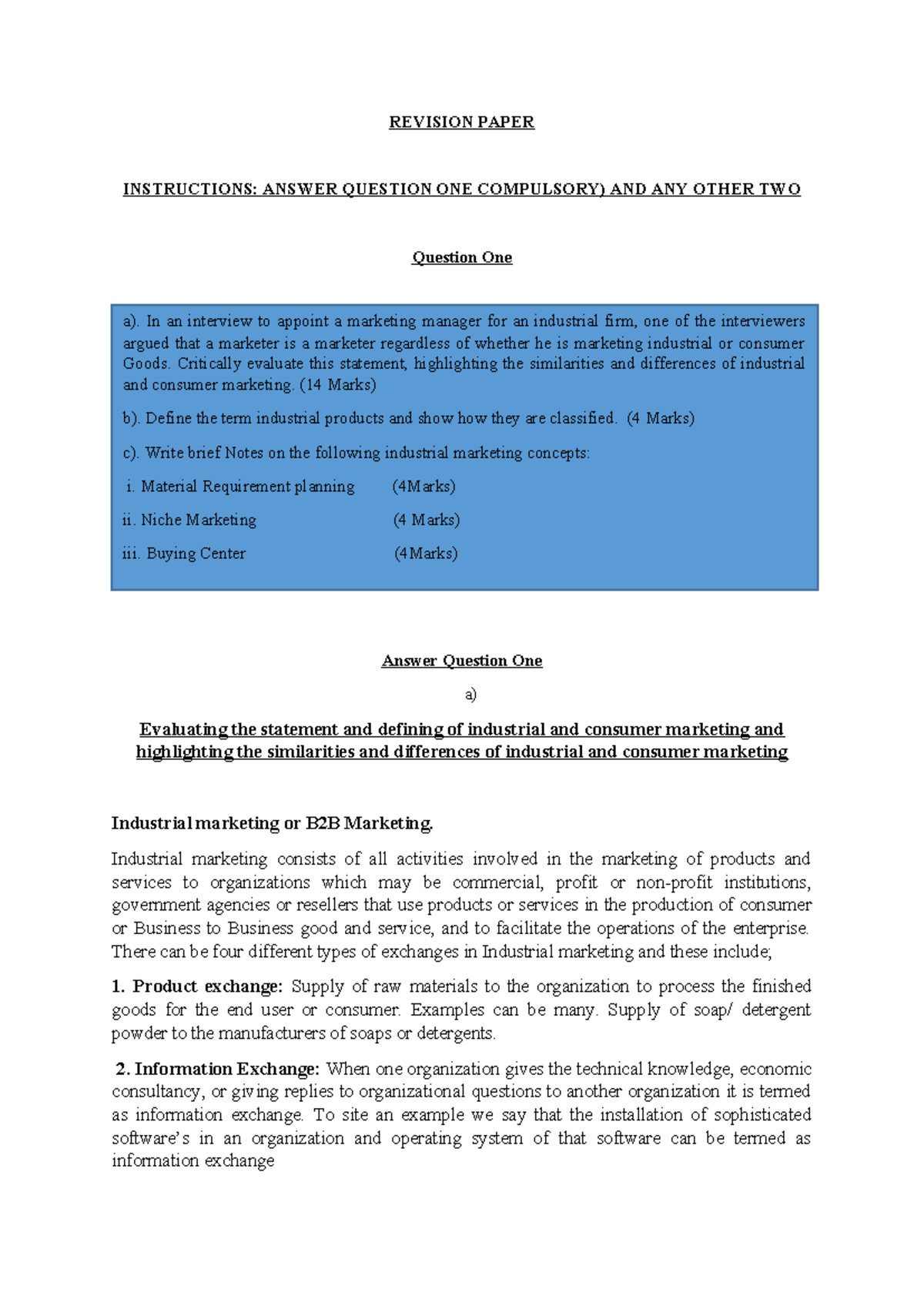 MBM 6109 Revision Qns and Answers - REVISION PAPER INSTRUCTIONS: ANSWER ...