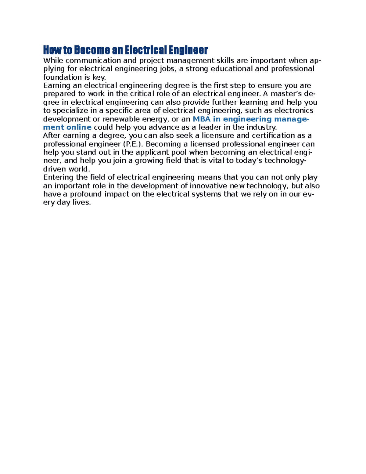 How to Become an Electrical Engineer - Earning an electrical ...