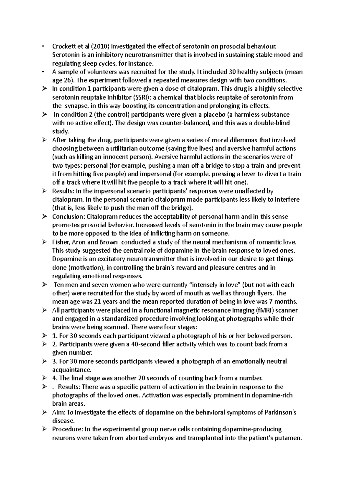 BLOA-3 - Biological - Crockett et al (2010) investigated the effect of ...