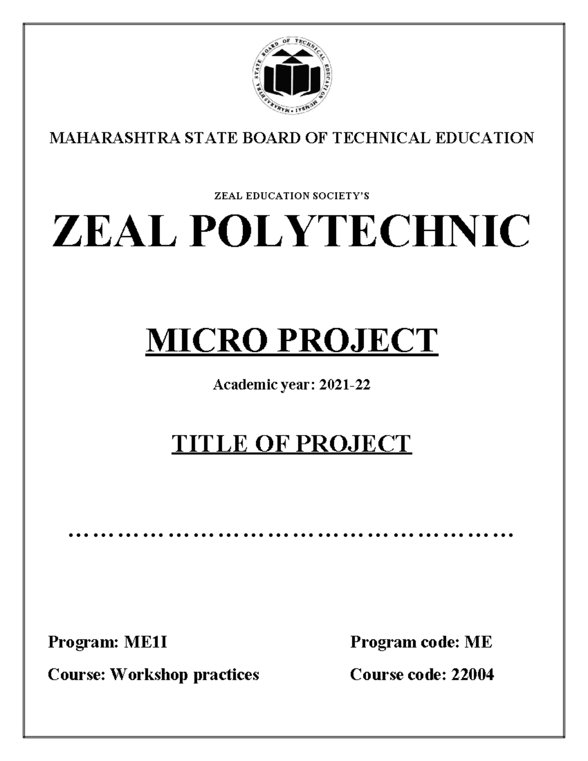 Micro Project Formats - ....bbbv - MAHARASHTRA STATE BOARD OF TECHNICAL ...