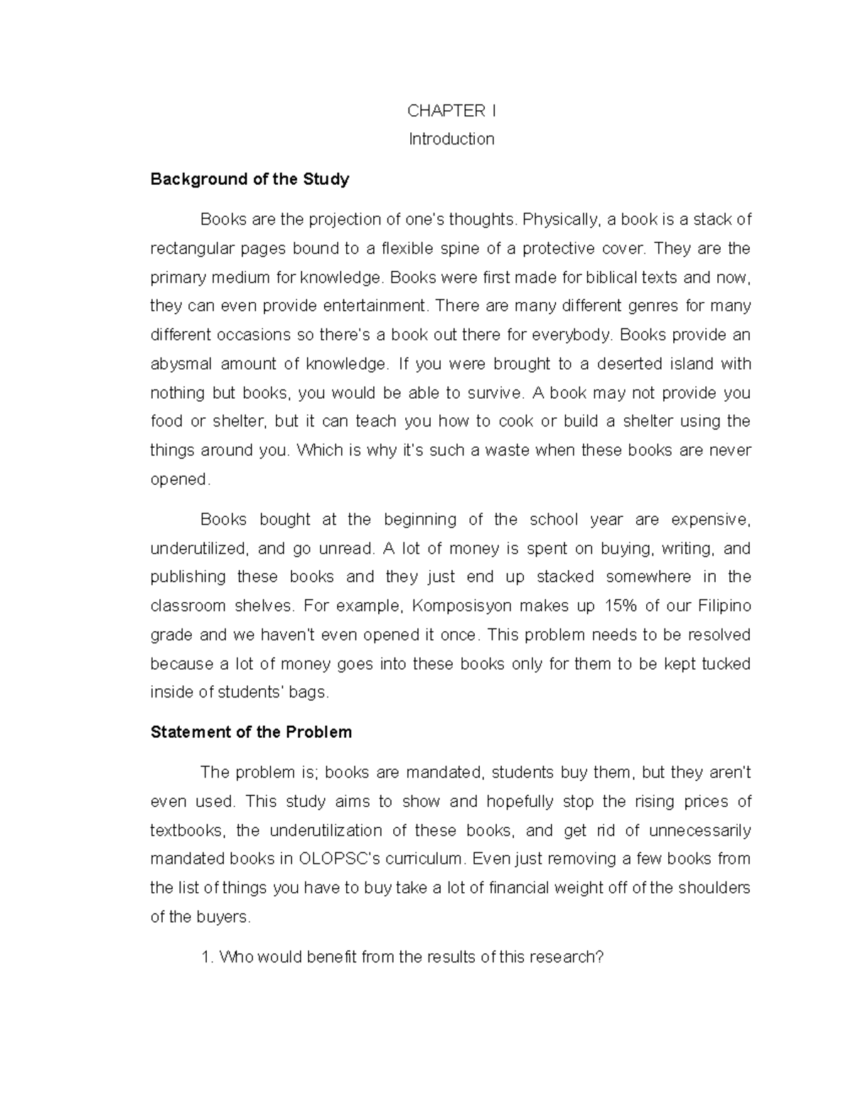 Chapter-1 - Part 1 Research - CHAPTER I Introduction Background of the ...