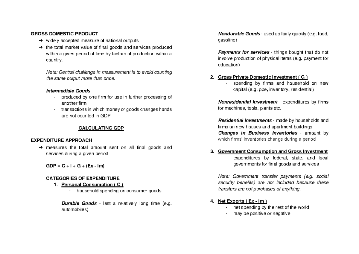Economic Development - Gross Domestic Product - GROSS DOMESTIC PRODUCT ...