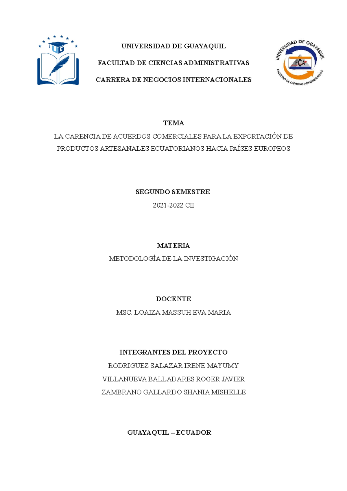 Capítulo 1-2-3-4 Proyecto DE Investigación - UNIVERSIDAD DE GUAYAQUIL ...