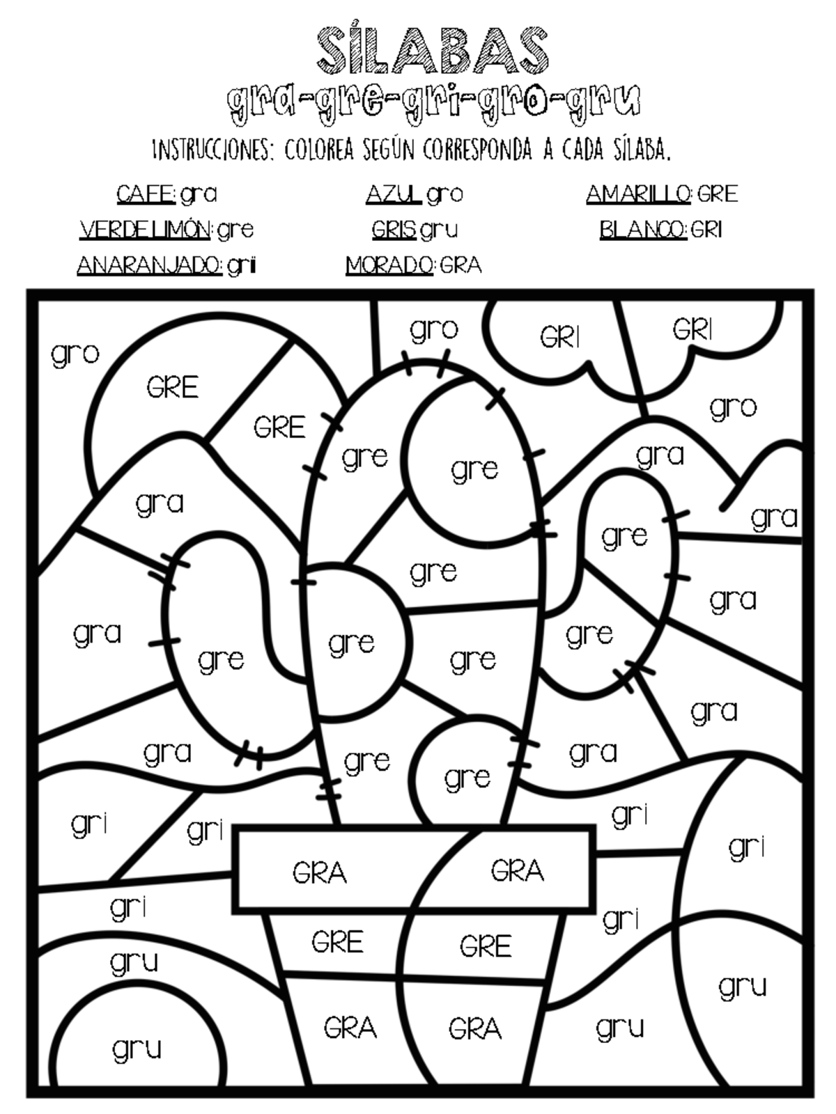 formas gramaticales - español - GRa-GRe-GRi-GRo-GRuSÍLABAS CA F E: gra ...