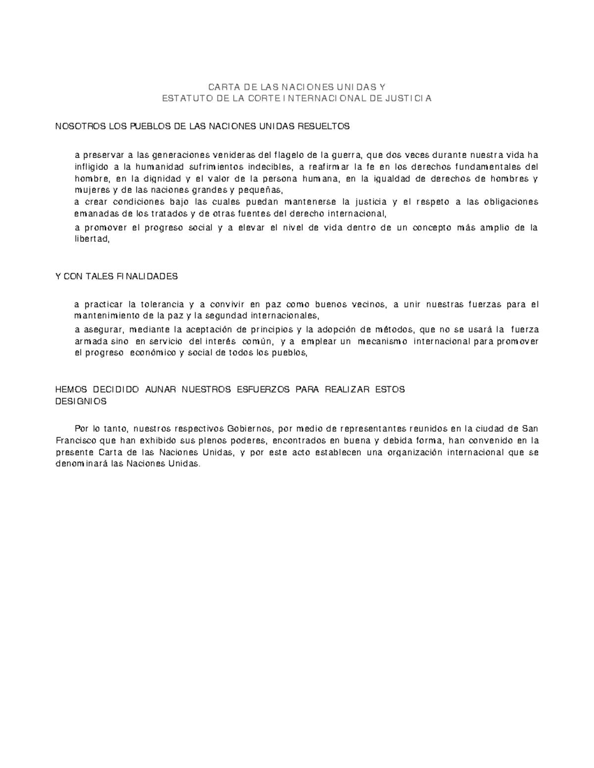 Carta de las Naciones Unidas y Estatuto de la Corte Internacional de ...