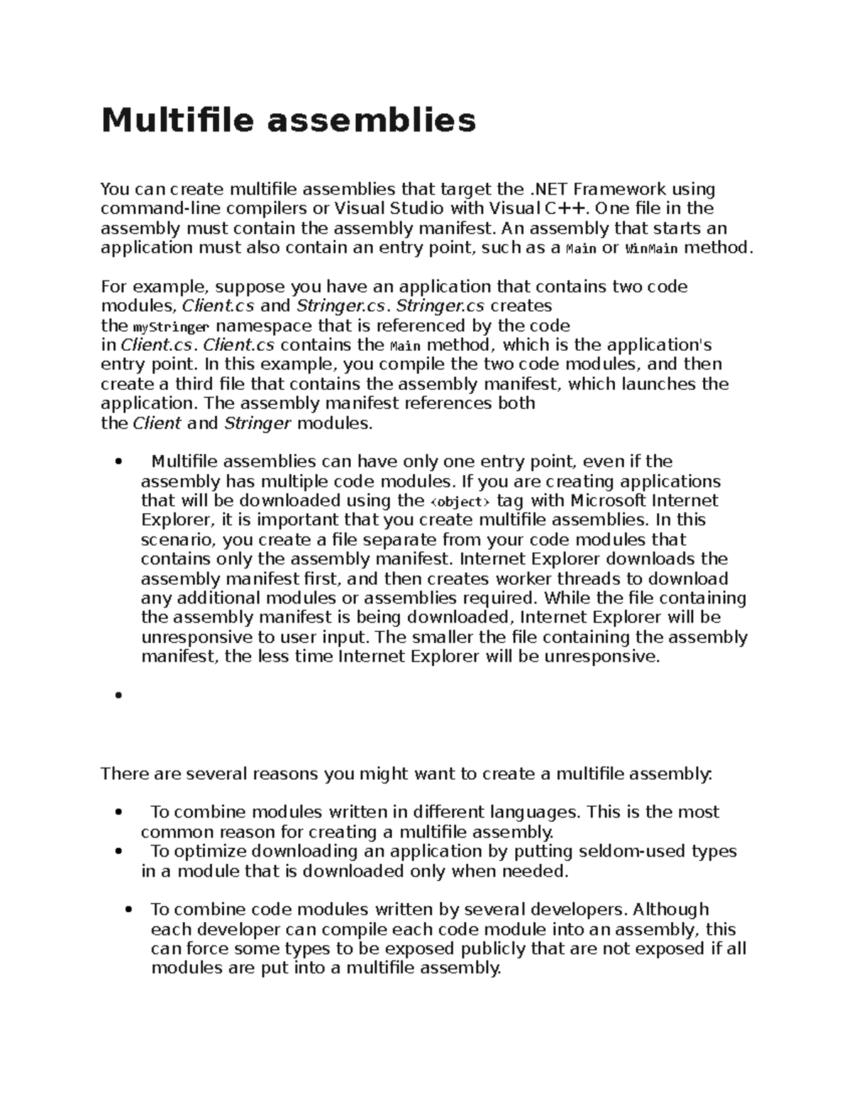 Multifile assemblies - NET Framework using command-line compilers or ...