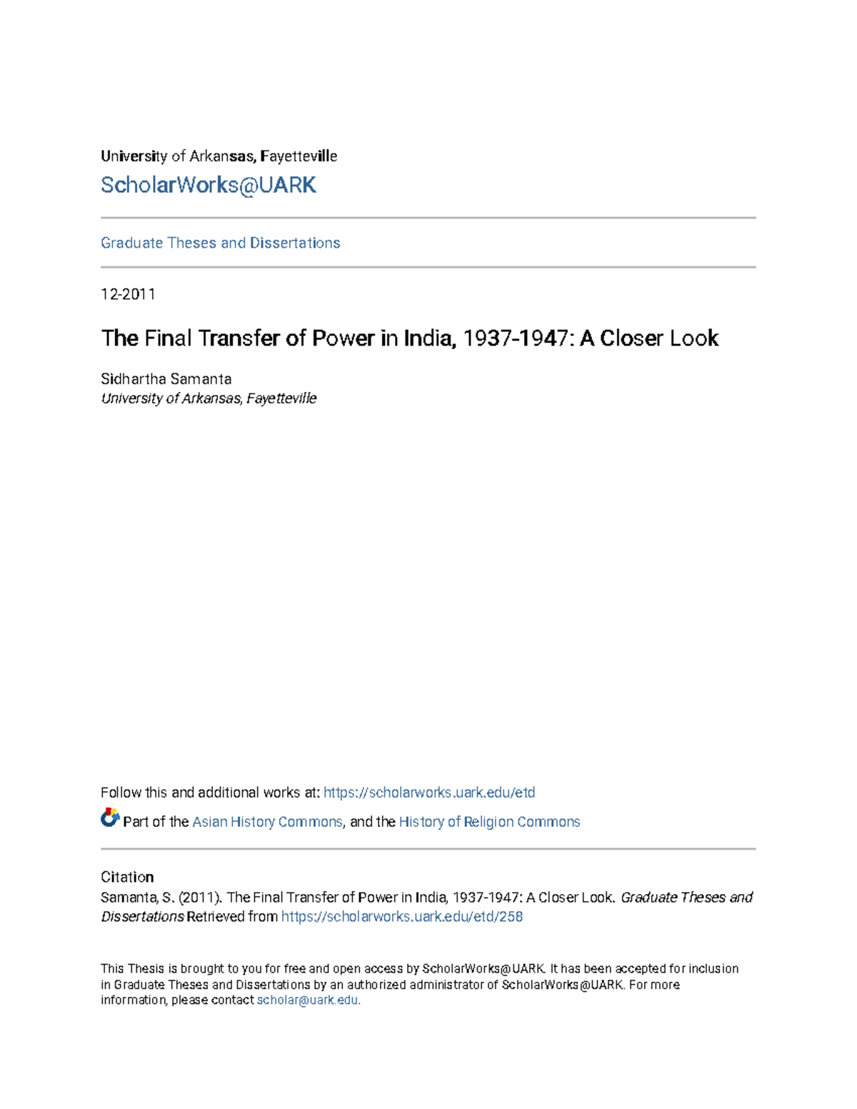 The Final Transfer of Power in India 1937-1947 A Closer Look ...