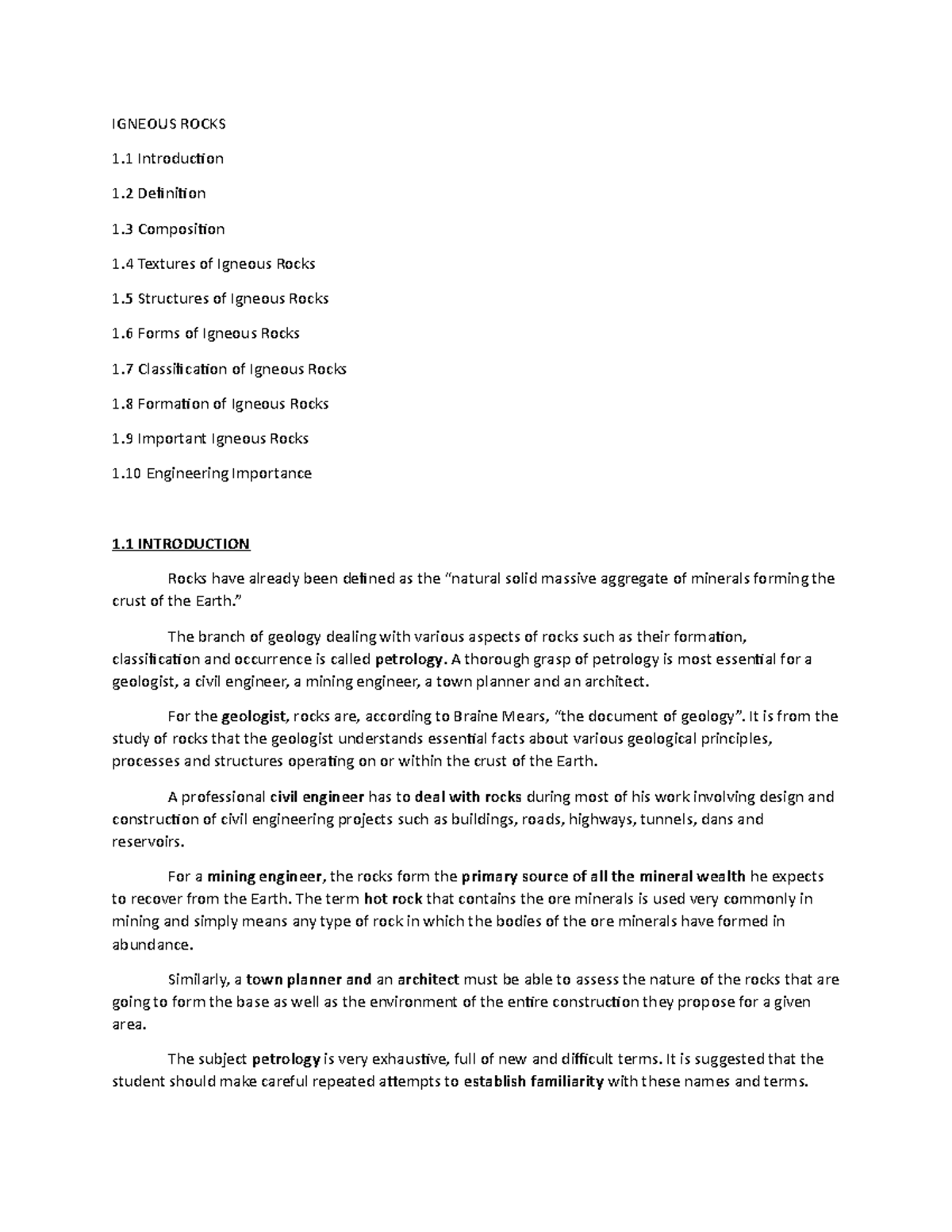 Igneous- Rocks - Earth Science - IGNEOUS ROCKS 1 Introduction 1 ...