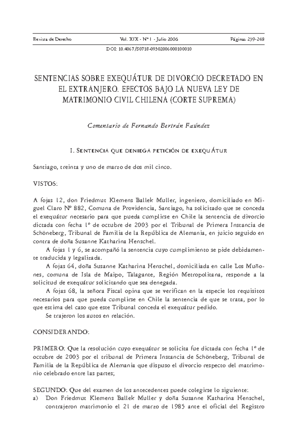 Sentencias Sobre ExequáTUR DE Divorcio Decretado EN EL Extranjero ...
