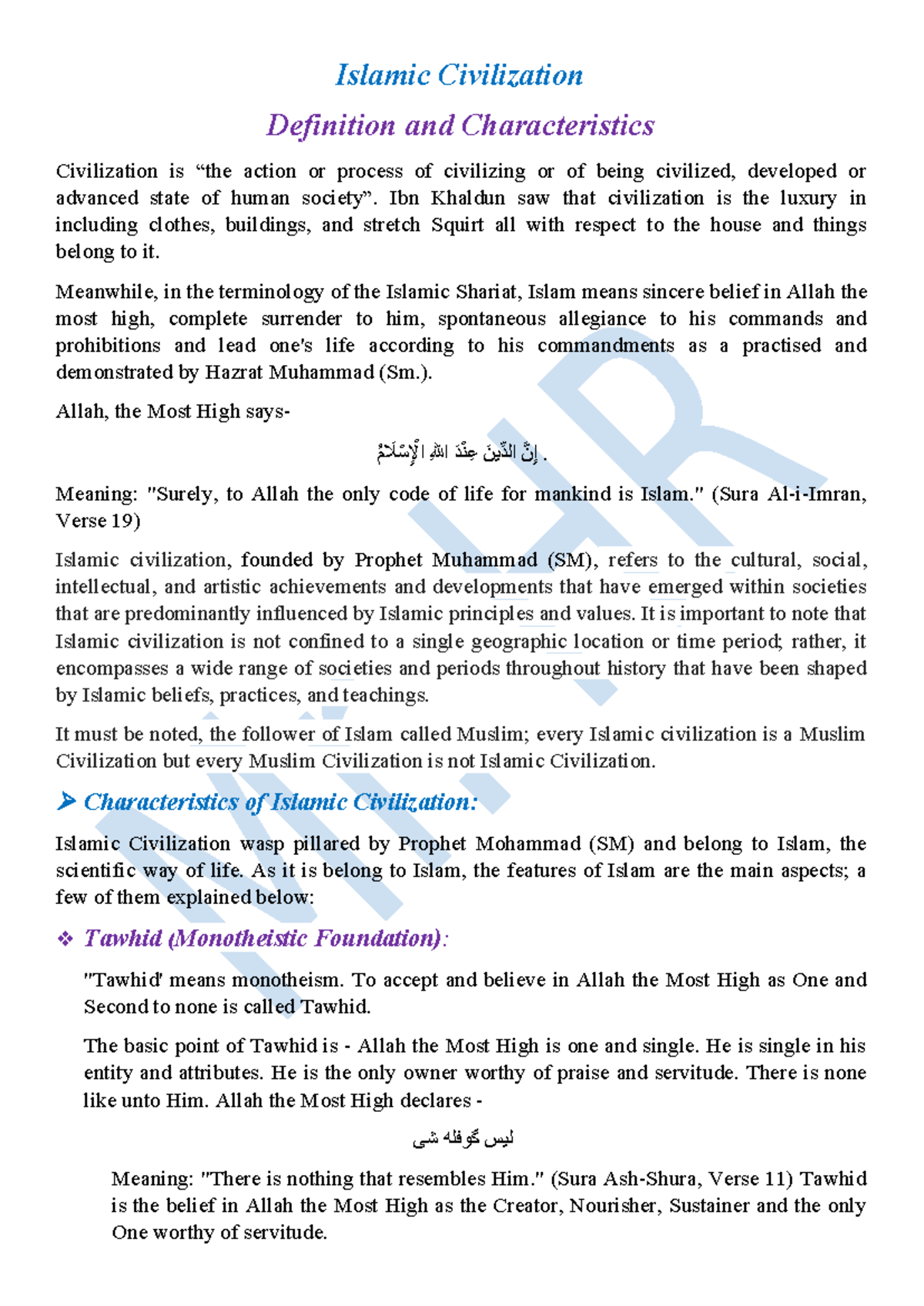 Islamic Civilization: Definition & Characteristics. - Islamic ...