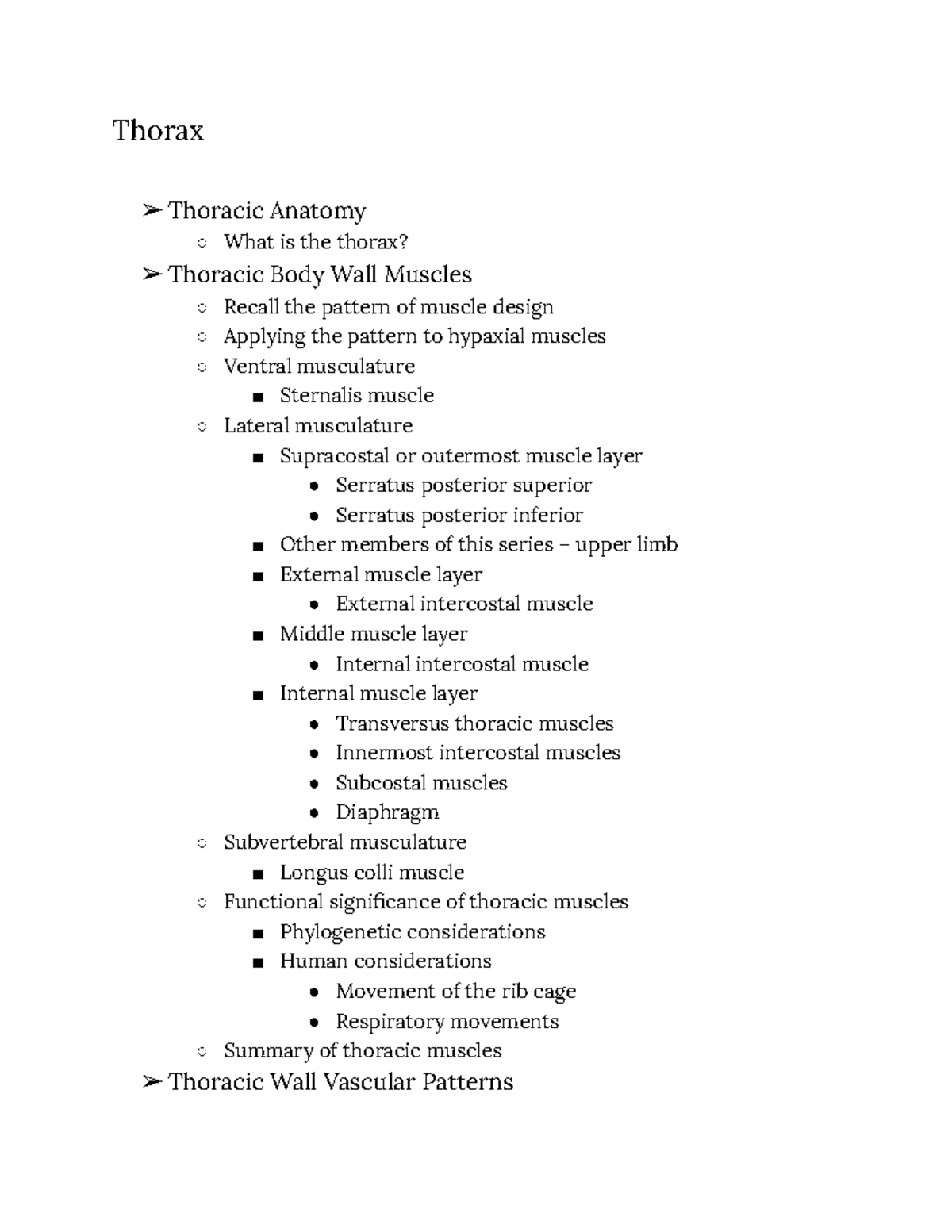 Anatomy Program Lecture Notes 12 - Thorax Thoracic Anatomy What is the ...
