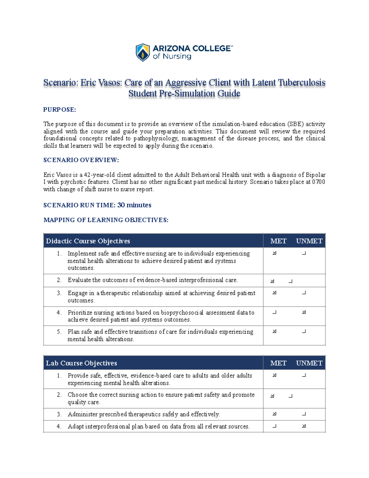 Eric Vasos Care of an Aggressive Client with Latent Tuberculosis ...