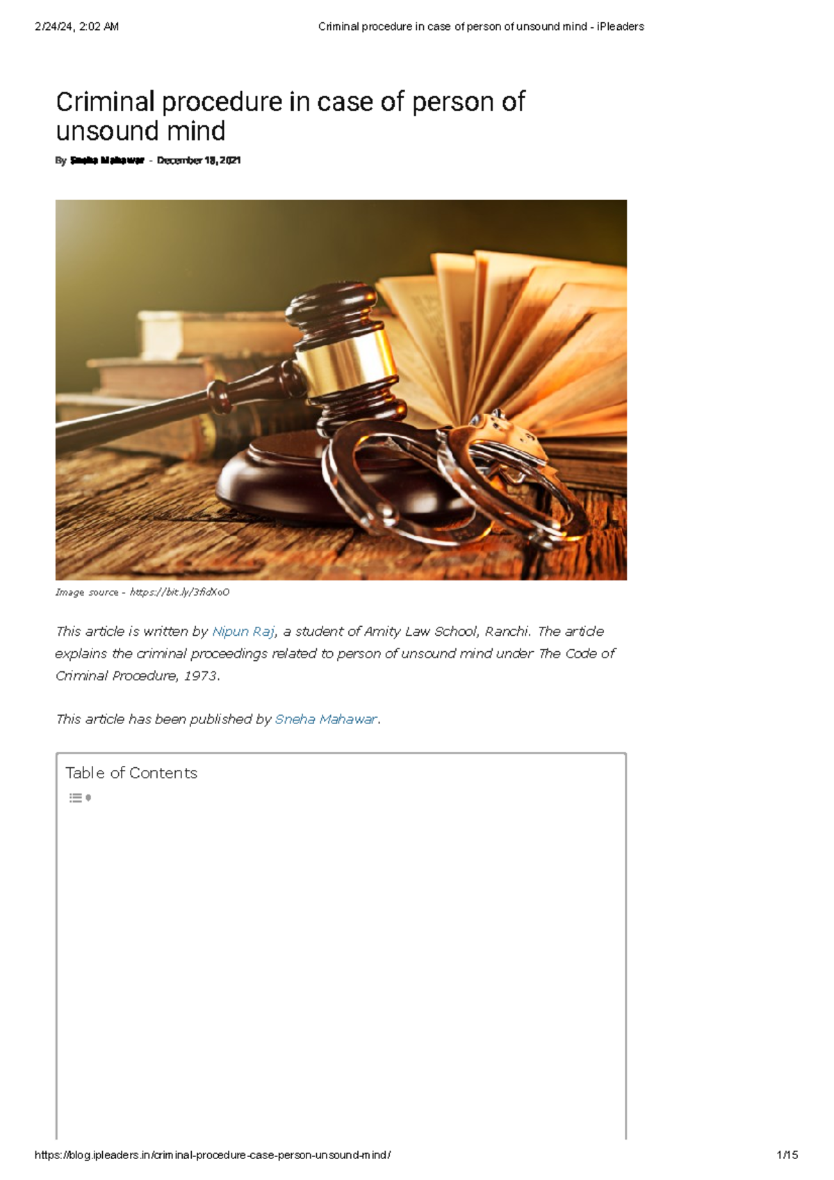 Criminal procedure in case of person of unsound mind - i Pleaders ...