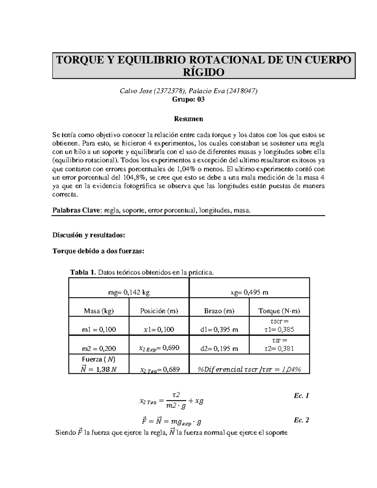 #5. Torque y equilibrio rotacional de un cuerpo r Ígido - TORQUE Y EQUILIBRIO ROTACIONAL DE UN ...