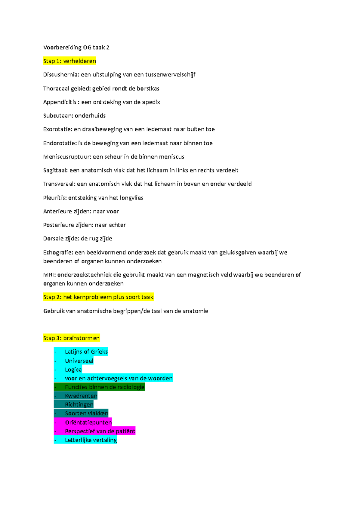 OG 2 voorbereiding - Voorbereiding OG taak 2 Stap 1: verhelderen ...