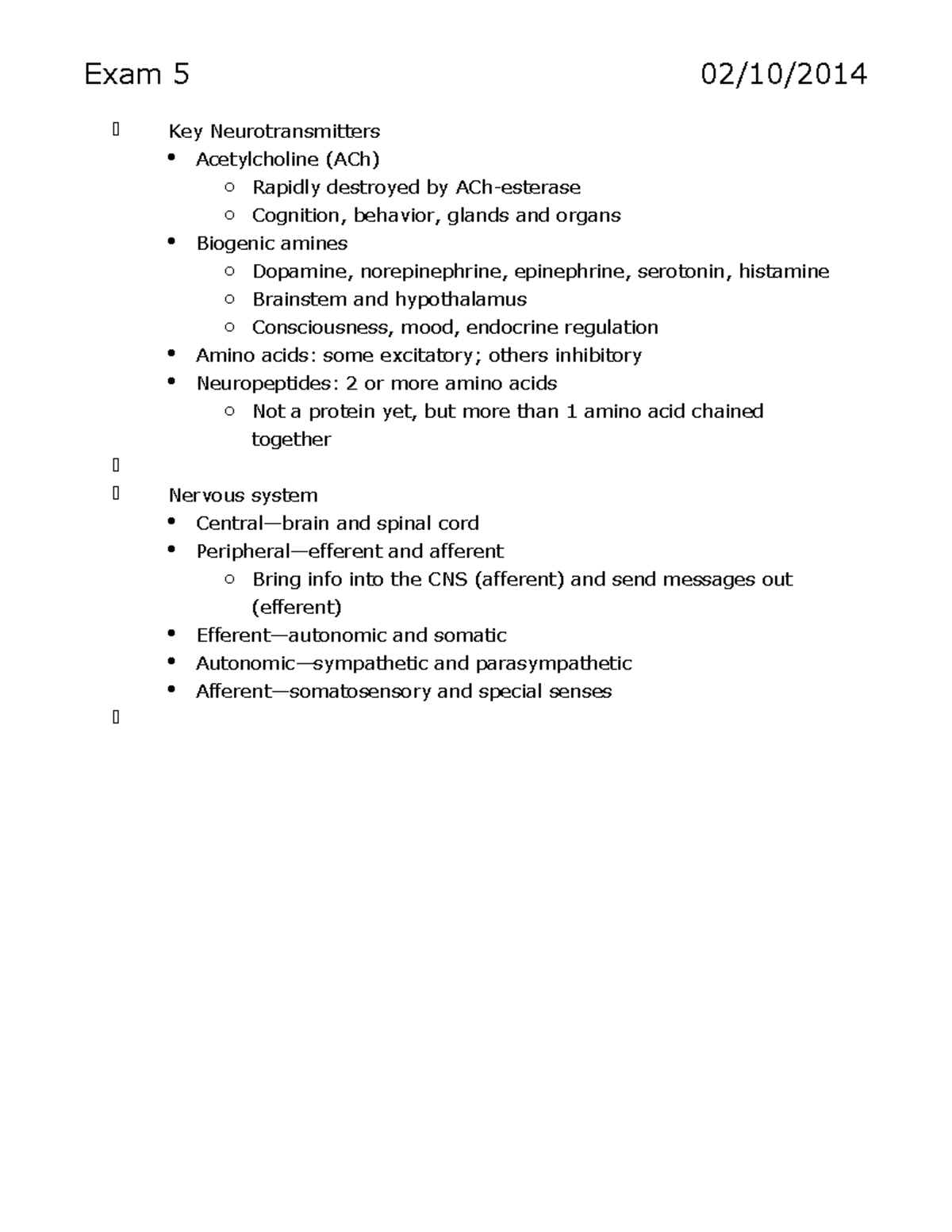 Physiology Exam 5 - Professor Bronson - Exam 5 02/10/2014 Key ...