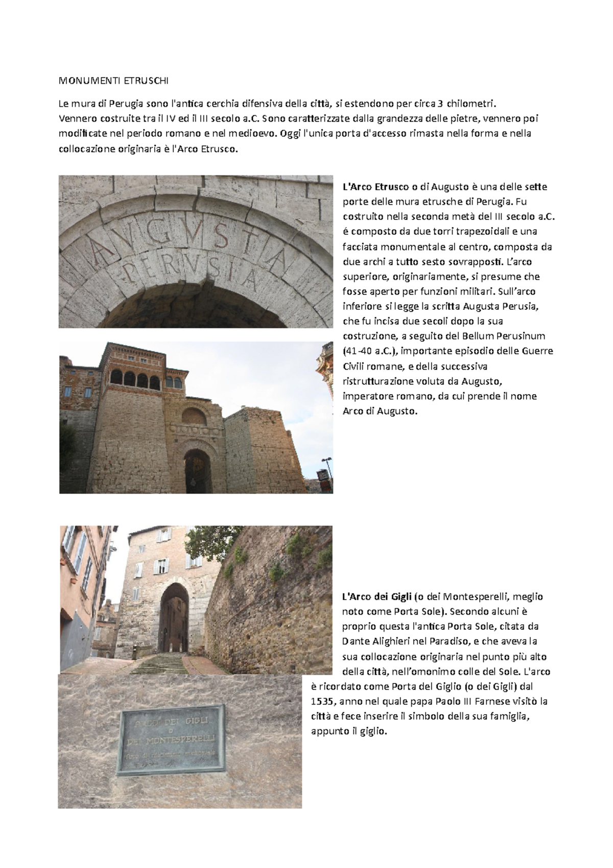 Monumenti Etruschi - MONUMENTI ETRUSCHI Le mura di Perugia sono l ...