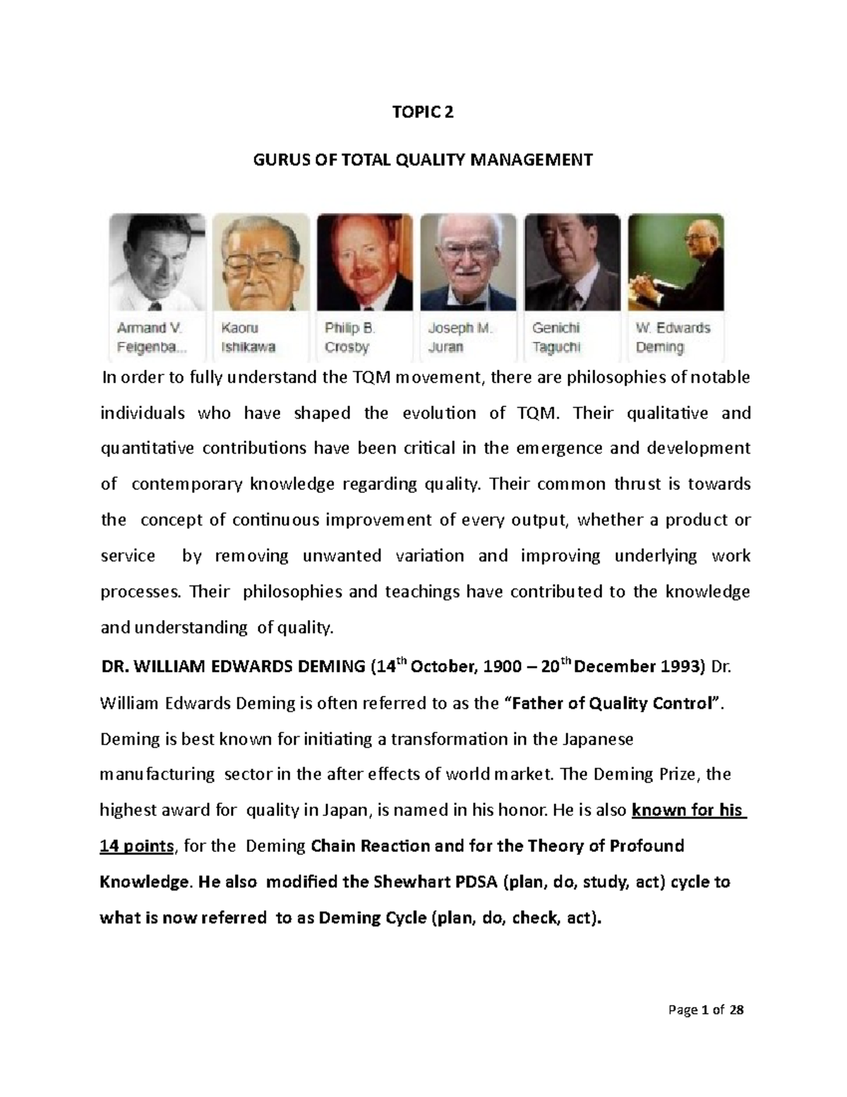 Gurus OF Total Quality Management - TOPIC 2 GURUS OF TOTAL QUALITY ...