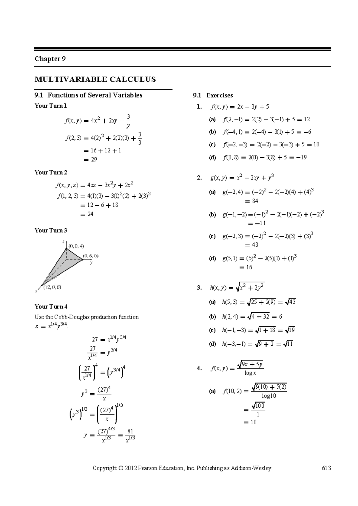 Solutions (3) merged (1) (1) (1) - Chapter 9 MULTIVARIABLE CALCULUS 9 Functions of Several ...