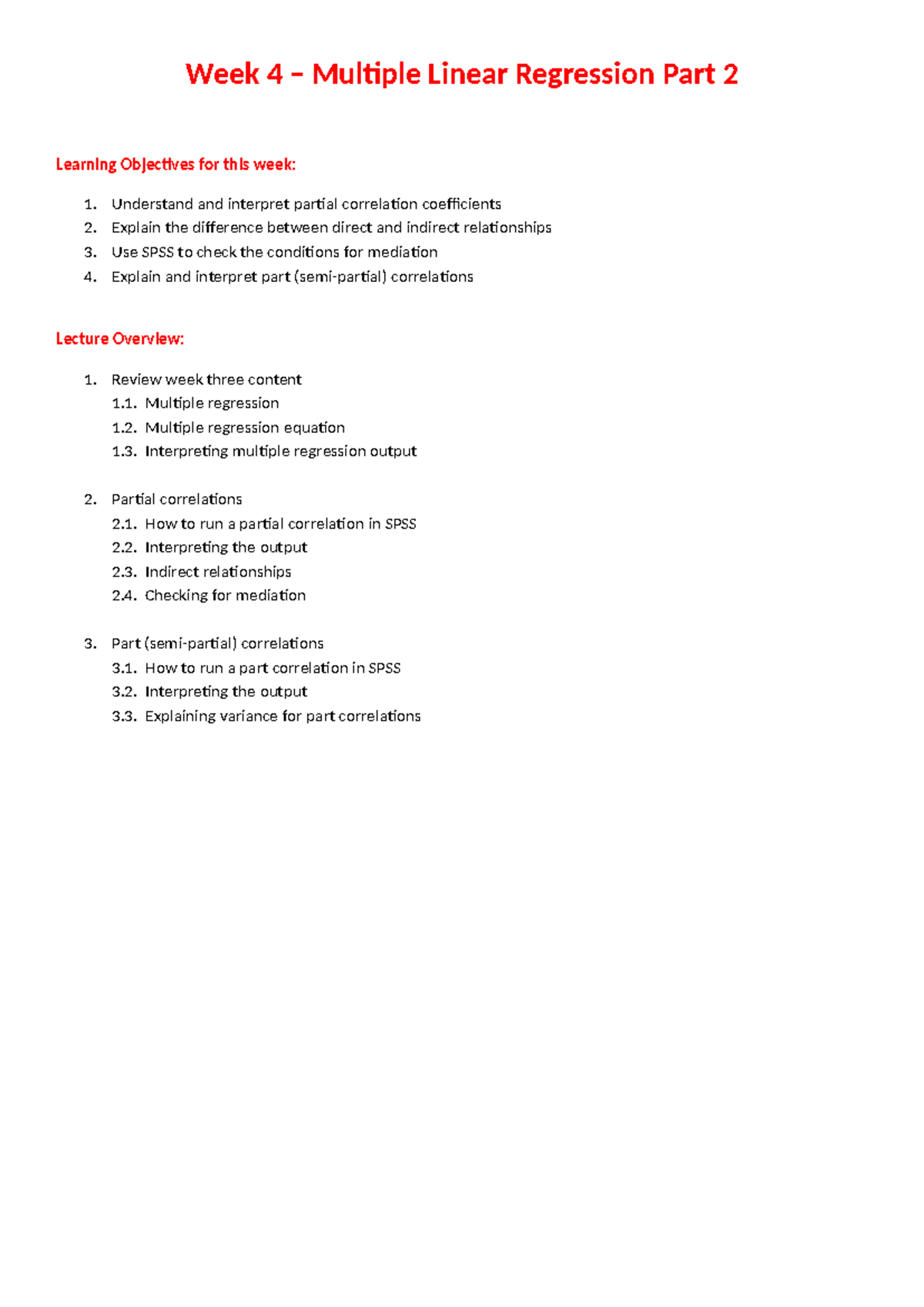 Week 4 - Multiple regression Pt 2 (handout) - Week 4 – Multiple Linear Regression Part 2 ...