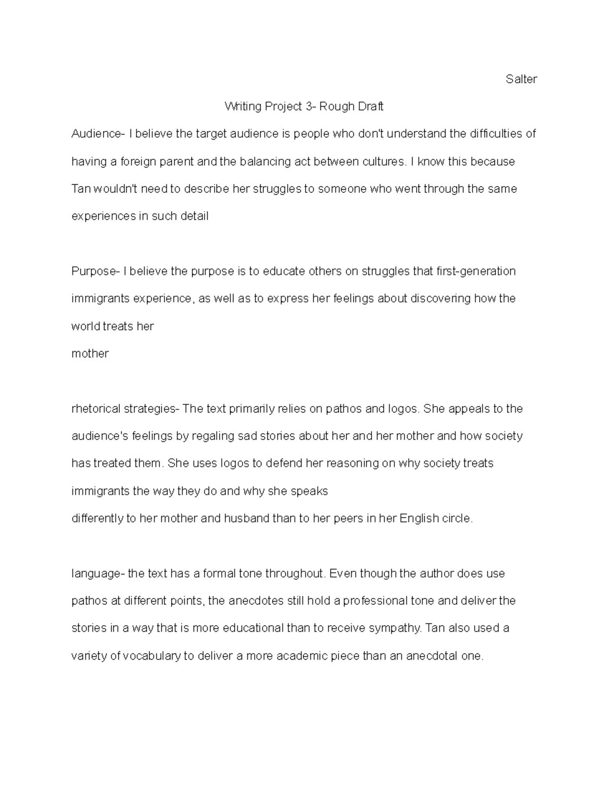 Salter - rhetorical analysis - Salter Writing Project 3- Rough Draft ...