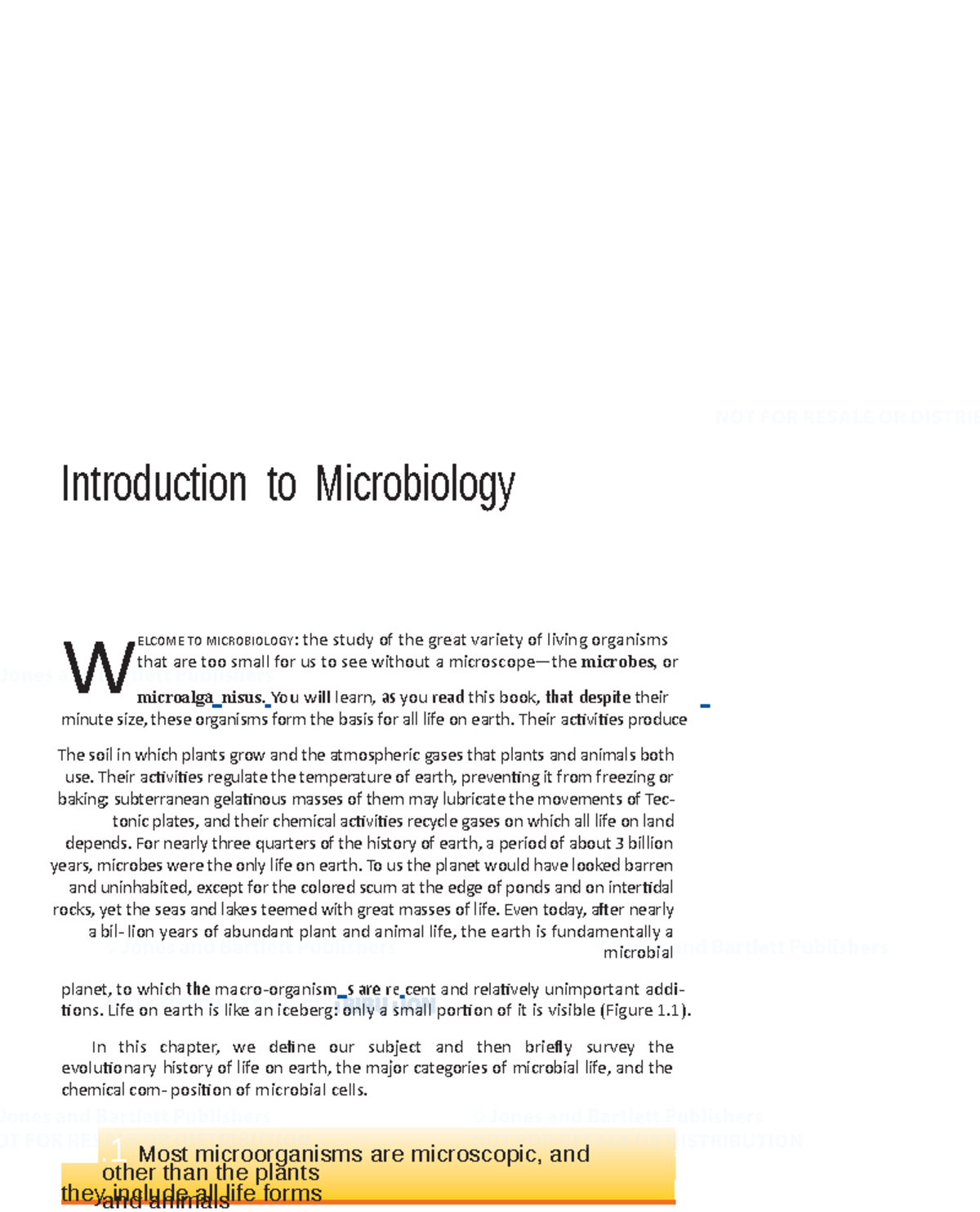 Introduction to Microbiology - 1 Most microorganisms are microscopic ...