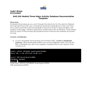 Major Activity 1 - Module 3 - DAD-220 - SNHU - Studocu