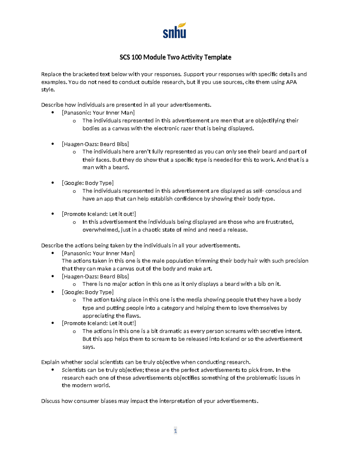 Module two scs-100 - SCS 100 Module Two Activity Template Replace the ...