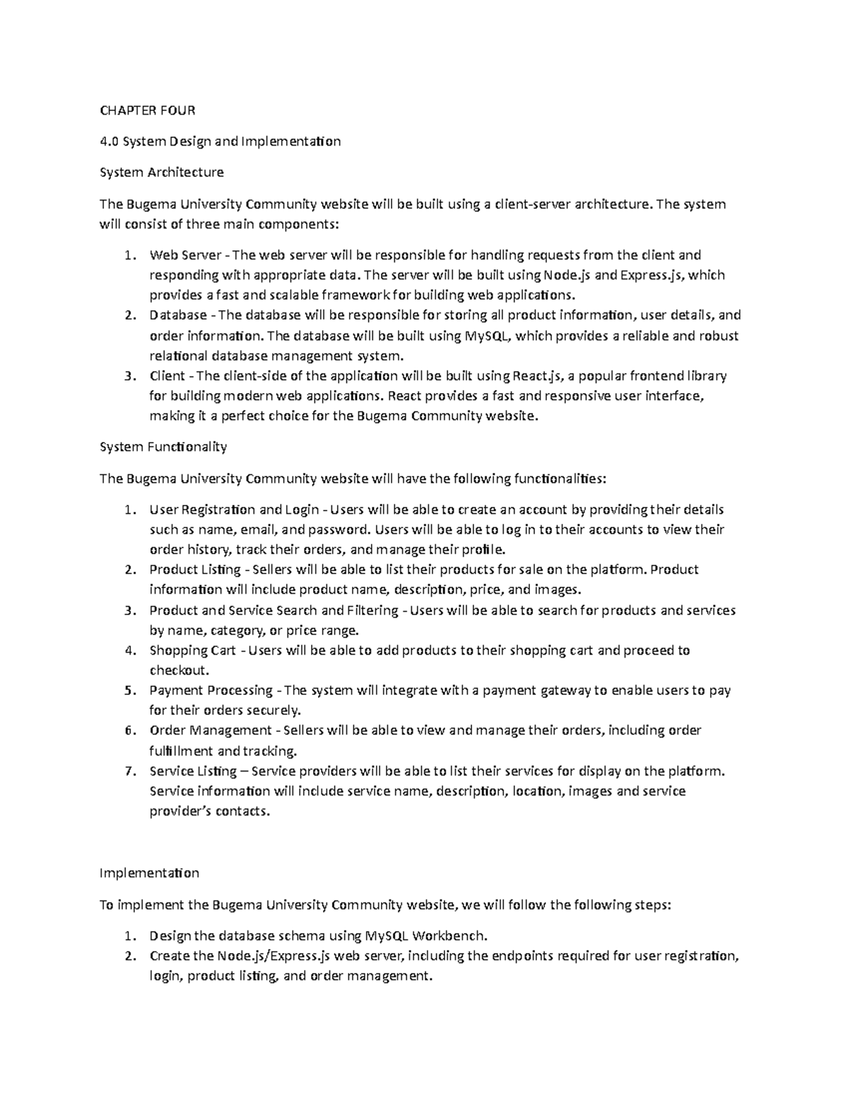 ICT NOTES FOR A LEVEL - CHAPTER FOUR 4 System Design and Implementation ...