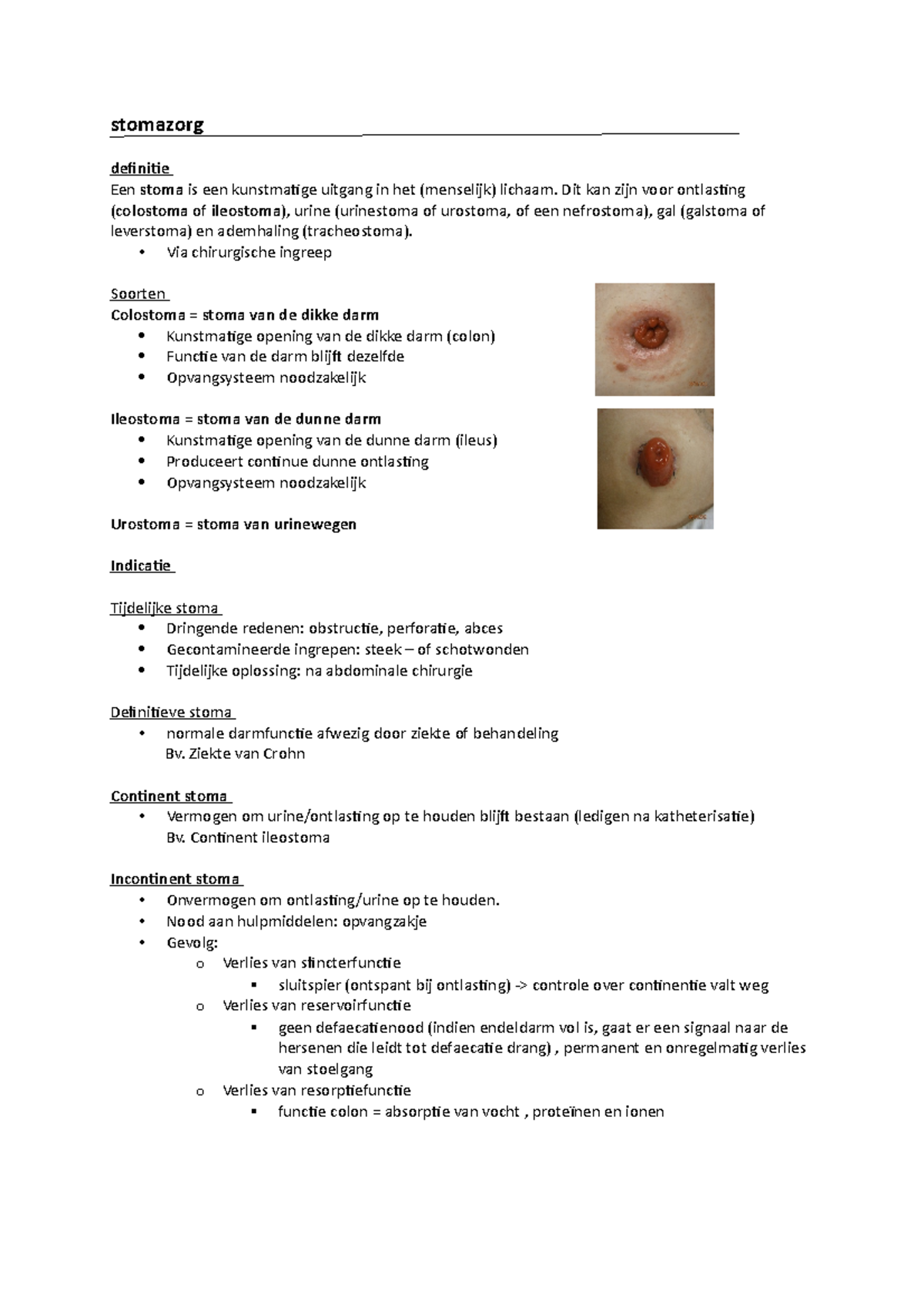 Stoma - gastro-entero - stomazorg definitie Een(colostoma stoma is een ...