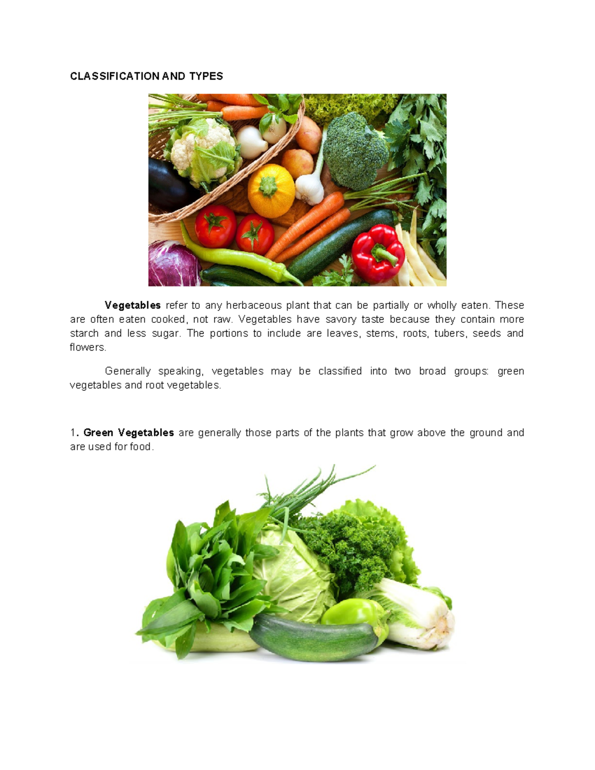 Classification-AND- Types - CLASSIFICATION AND TYPES Vegetables refer ...