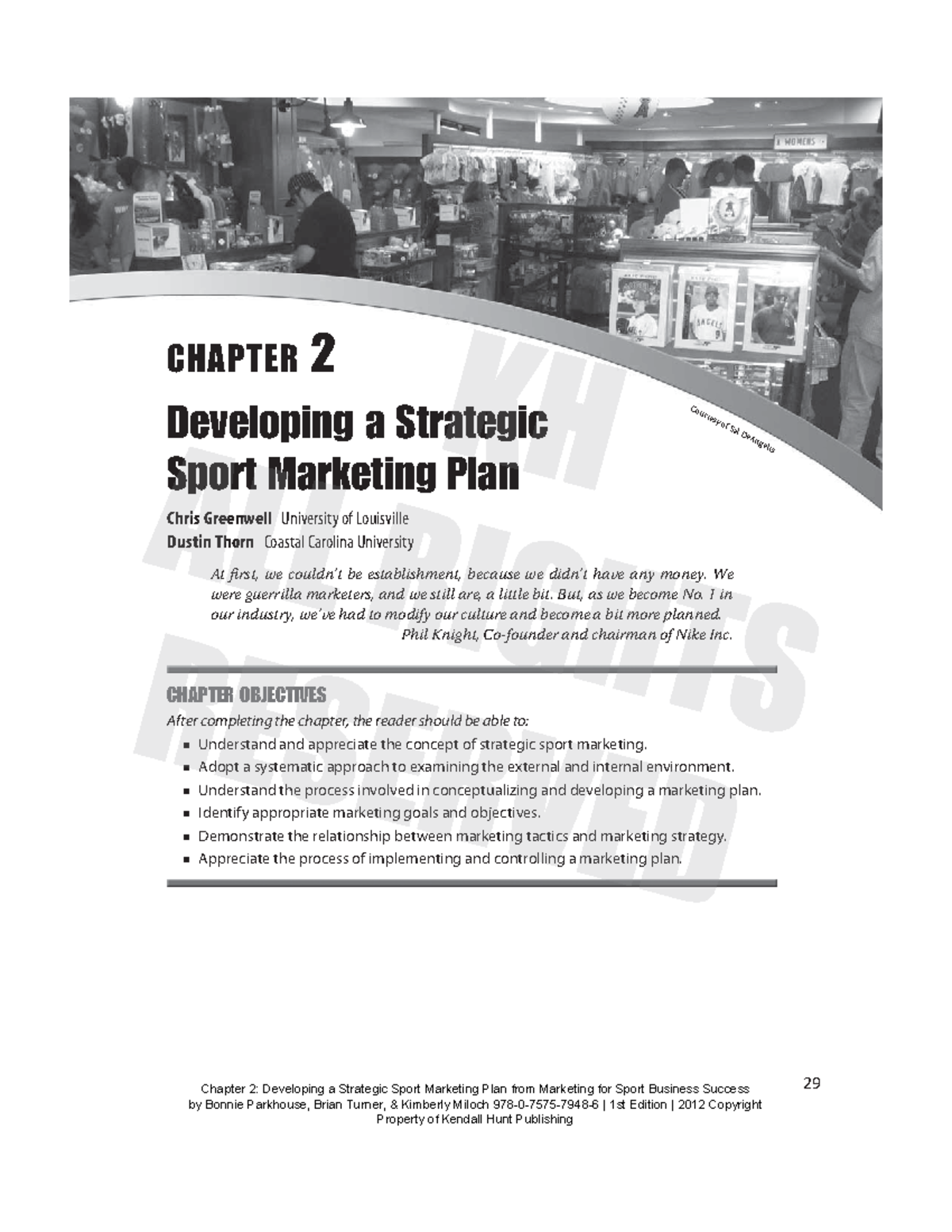 History Marketing sport - Parkhouse 1e Ch2 - ####### 29 CHAPTER 2 ...