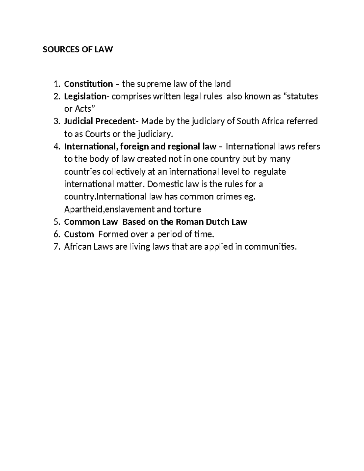 Intro to law lesson 6 - SOURCES OF LAW Constitution – the supreme law ...