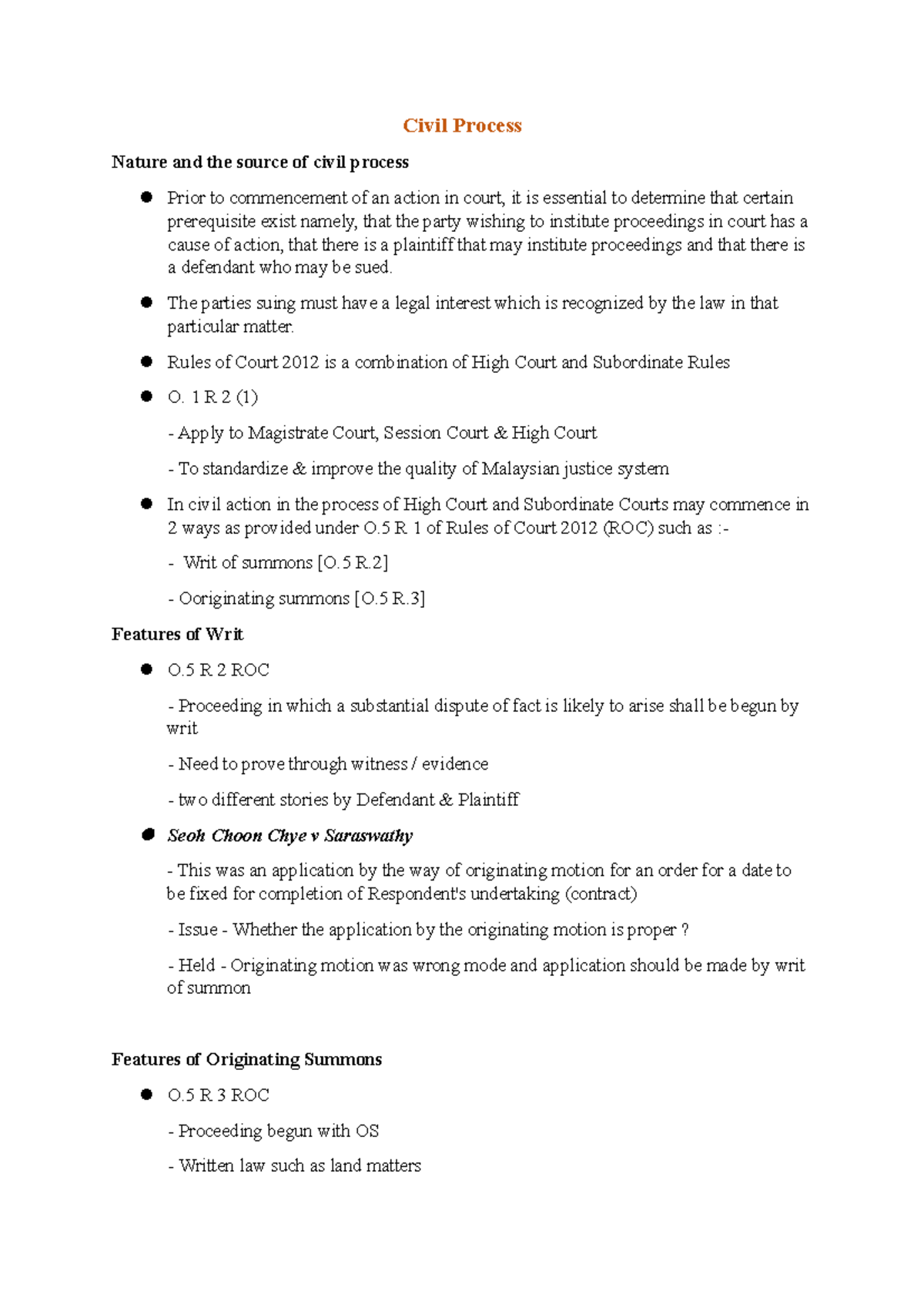 Civil Process - Civil Process Nature and the source of civil process ...