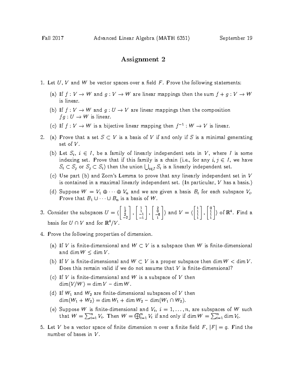 Assignment 2 - due September 19, 2017 - Fall 2017 Advanced Linear ...