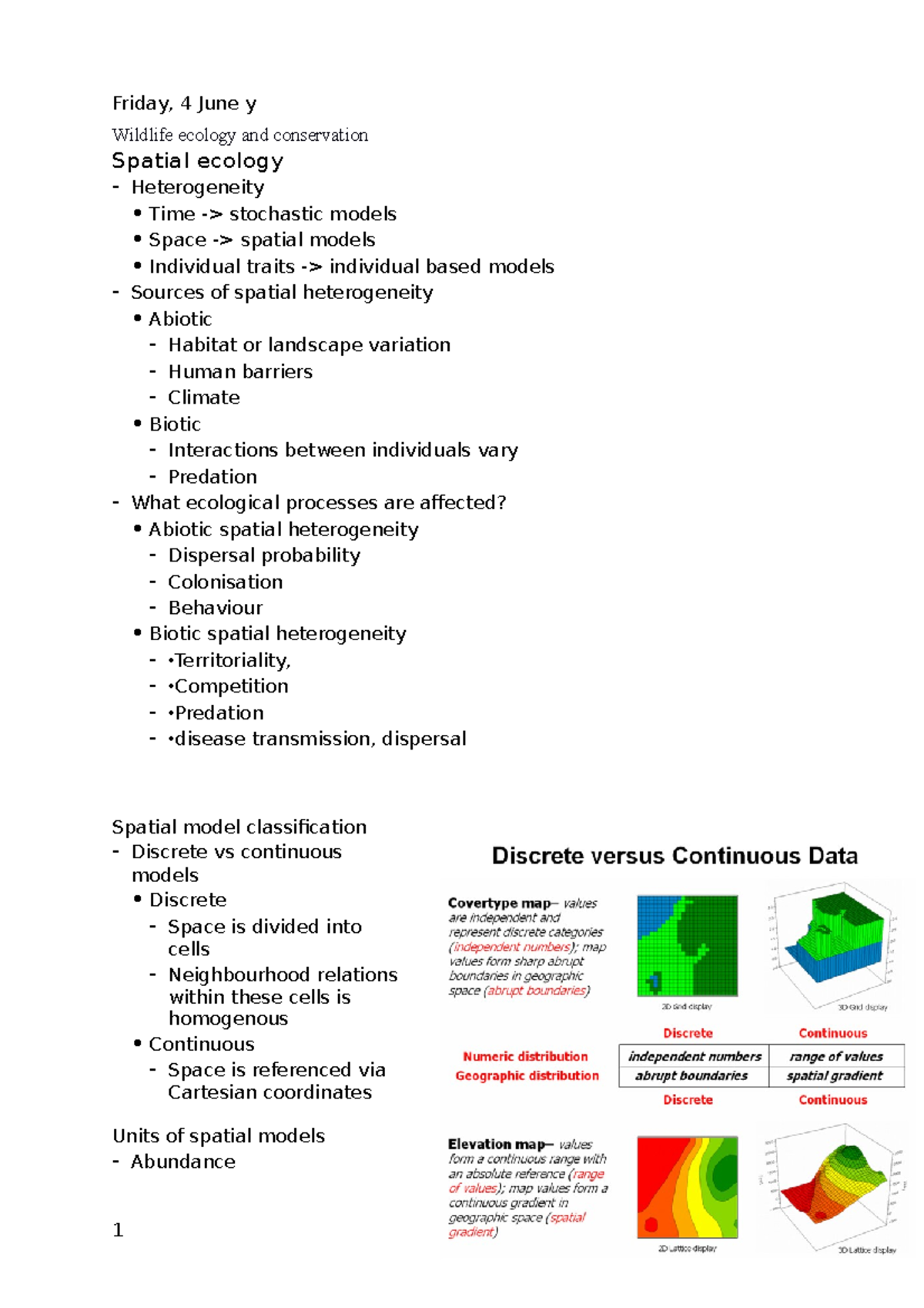 Lecture 17 - Spatial ecology - Friday, 4 June y Wildlife ecology and ...