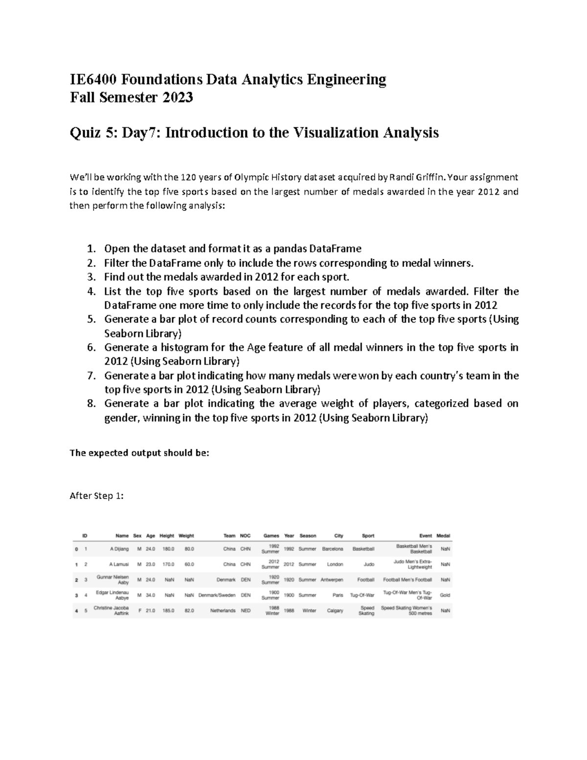 IE6400 Quiz5 Day7 - Quiz - IE6400 Foundations Data Analytics ...