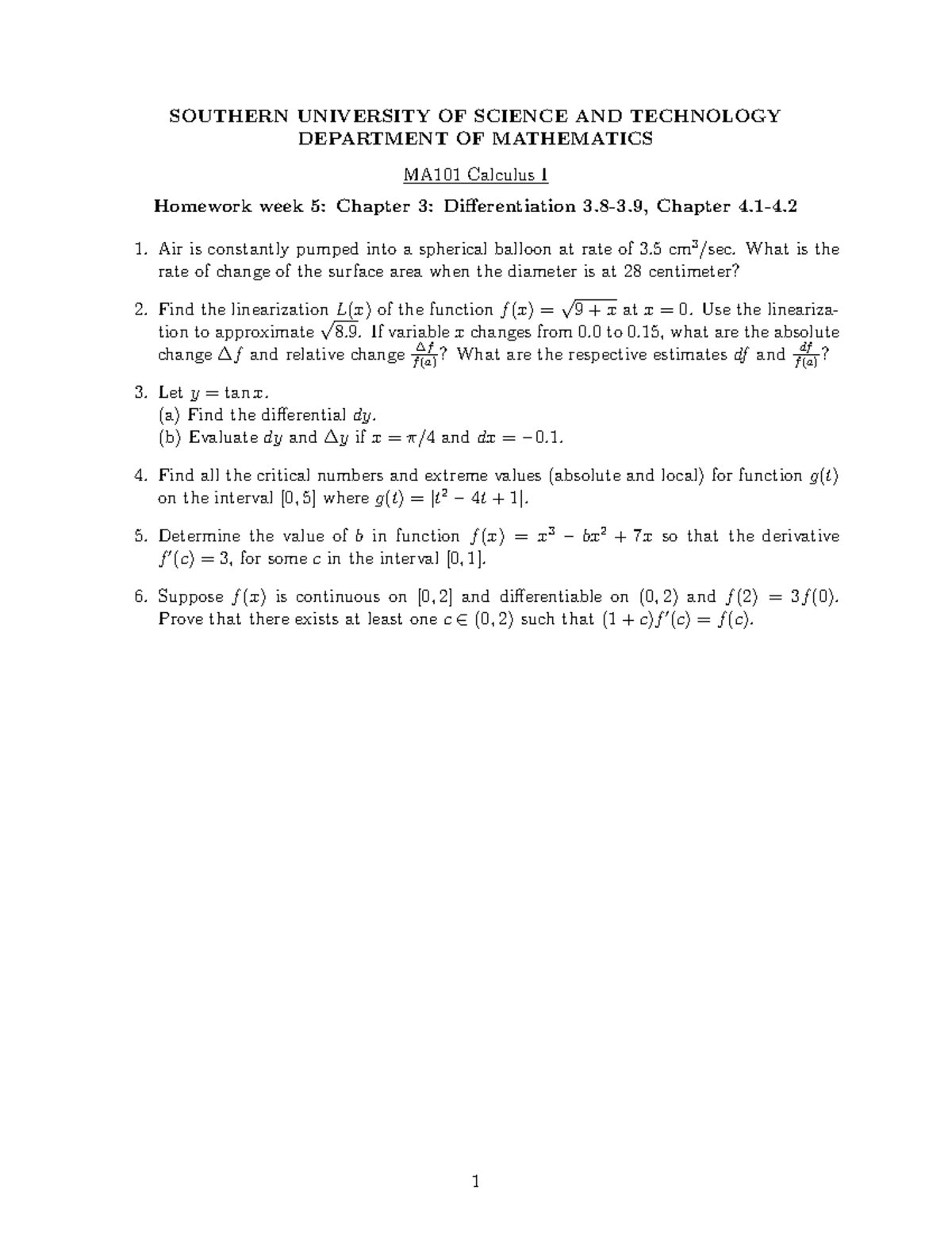 Homework week 5 - SOUTHERN UNIVERSITY OF SCIENCE AND TECHNOLOGY ...