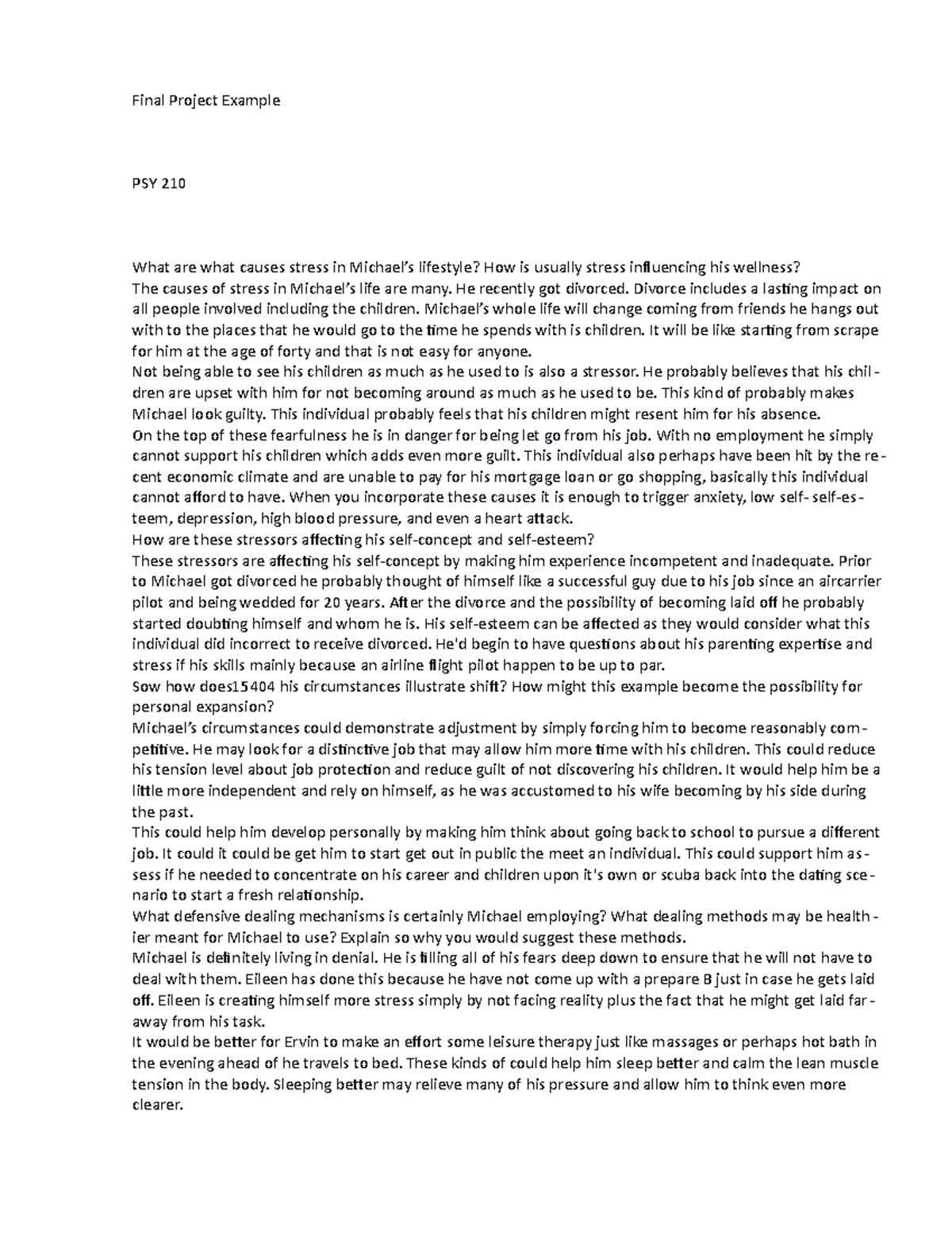 PSY 210 Final Project Case Study 1 - Final Project Example PSY 210 What ...