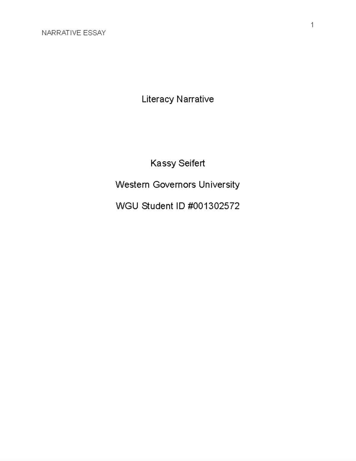 English Comp 1 C 455 Literacy Narrative.docx - Google Docs - NARRATIVE ...