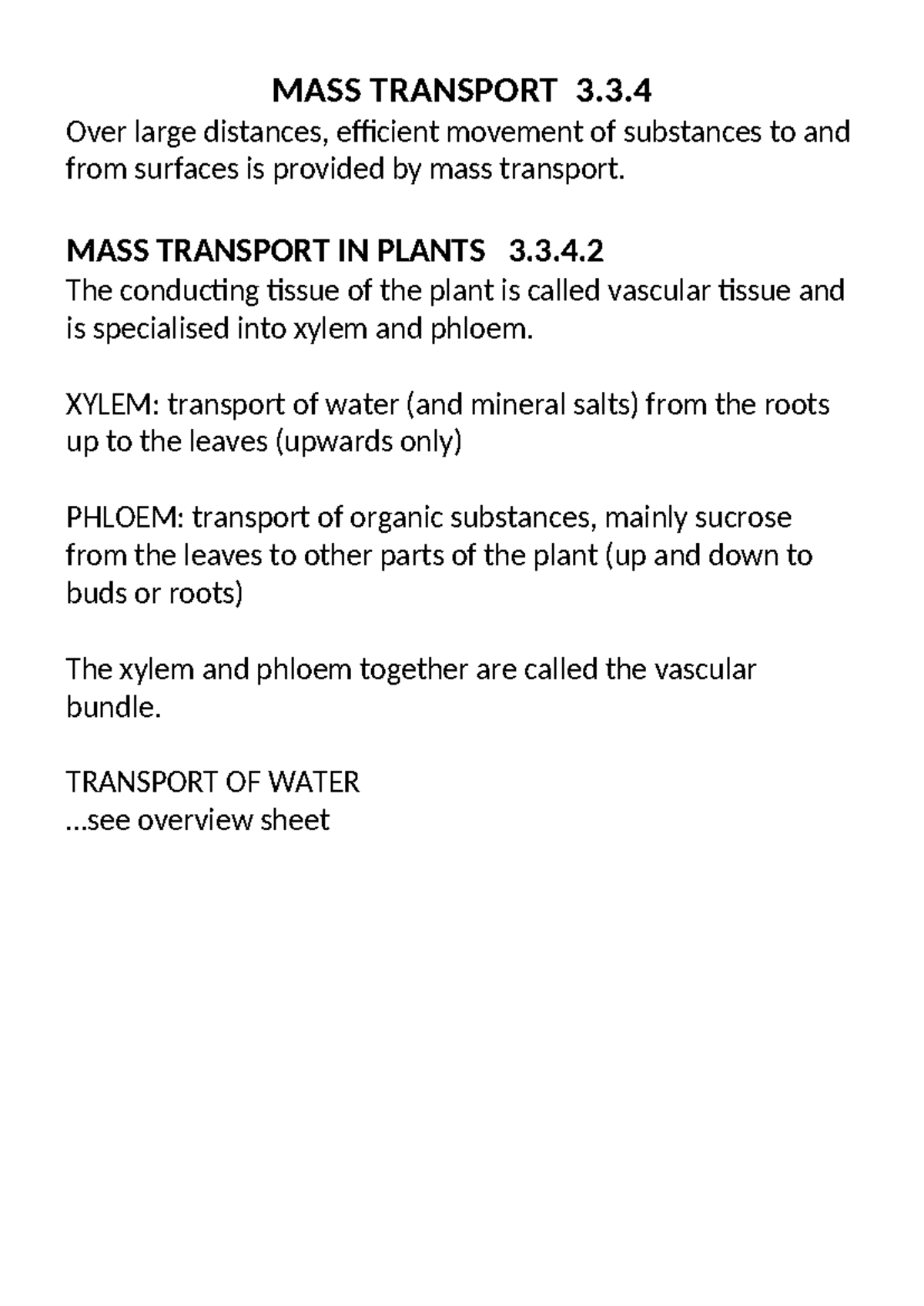 3 mass transport in plants new 2015 - MASS TRANSPORT 3. Over large ...