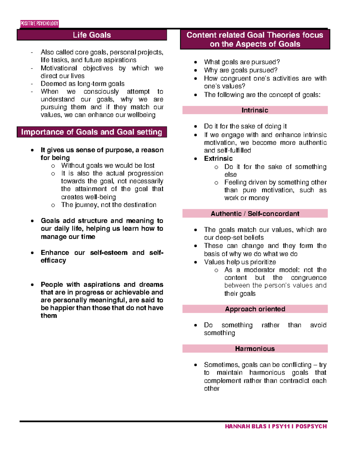 Module 6 Values Motivation AND Goals - Life Goals Also called core ...