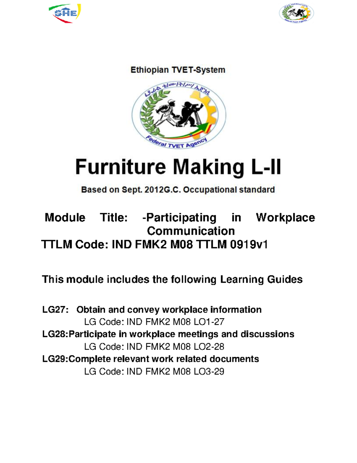 MDL-08-Participating in Workplace - Module Title: - Participating in ...