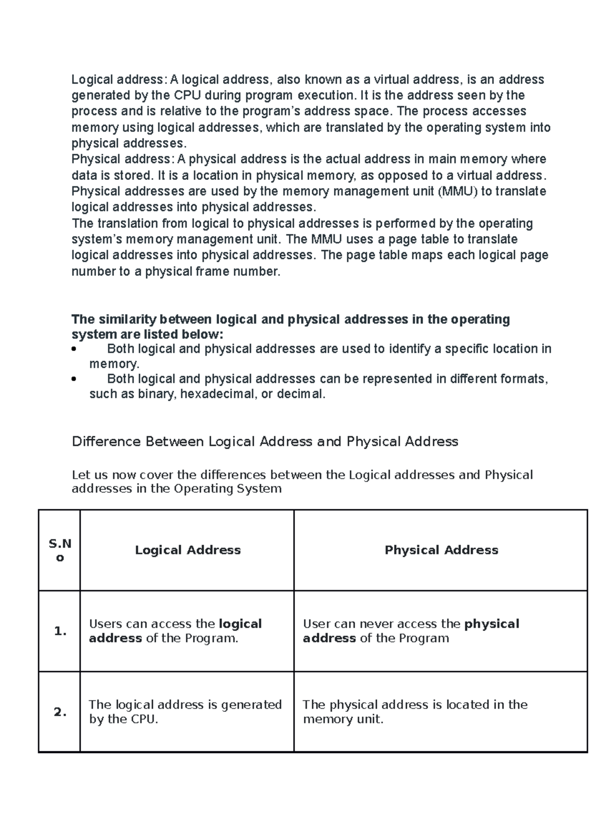 BOS Chapter 3 - Logical address: A logical address, also known as a ...