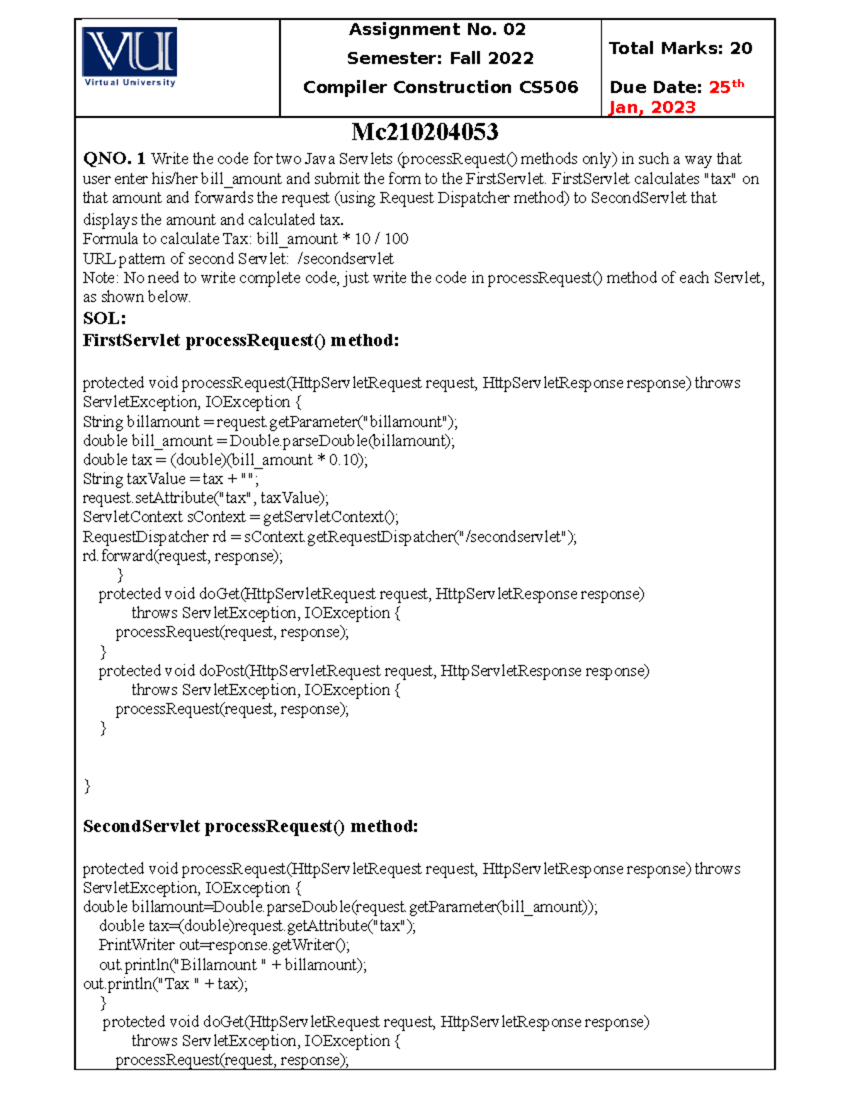 Cs506 bilal - Helping. material. - Assignment No. 02 Semester: Fall 2022 Compiler Construction ...